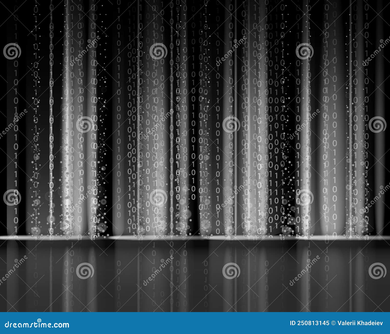Technology Binary Abstract Background, Matrix Style, Black Color, Falling Numbers. Digital ...