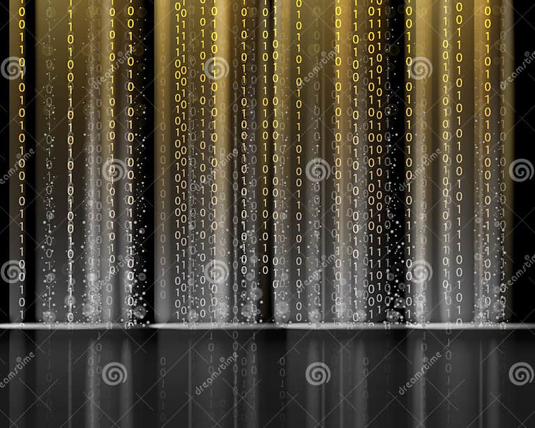 Technology Binary Abstract Background, Matrix Style, Black Color, Falling Numbers. Digital ...