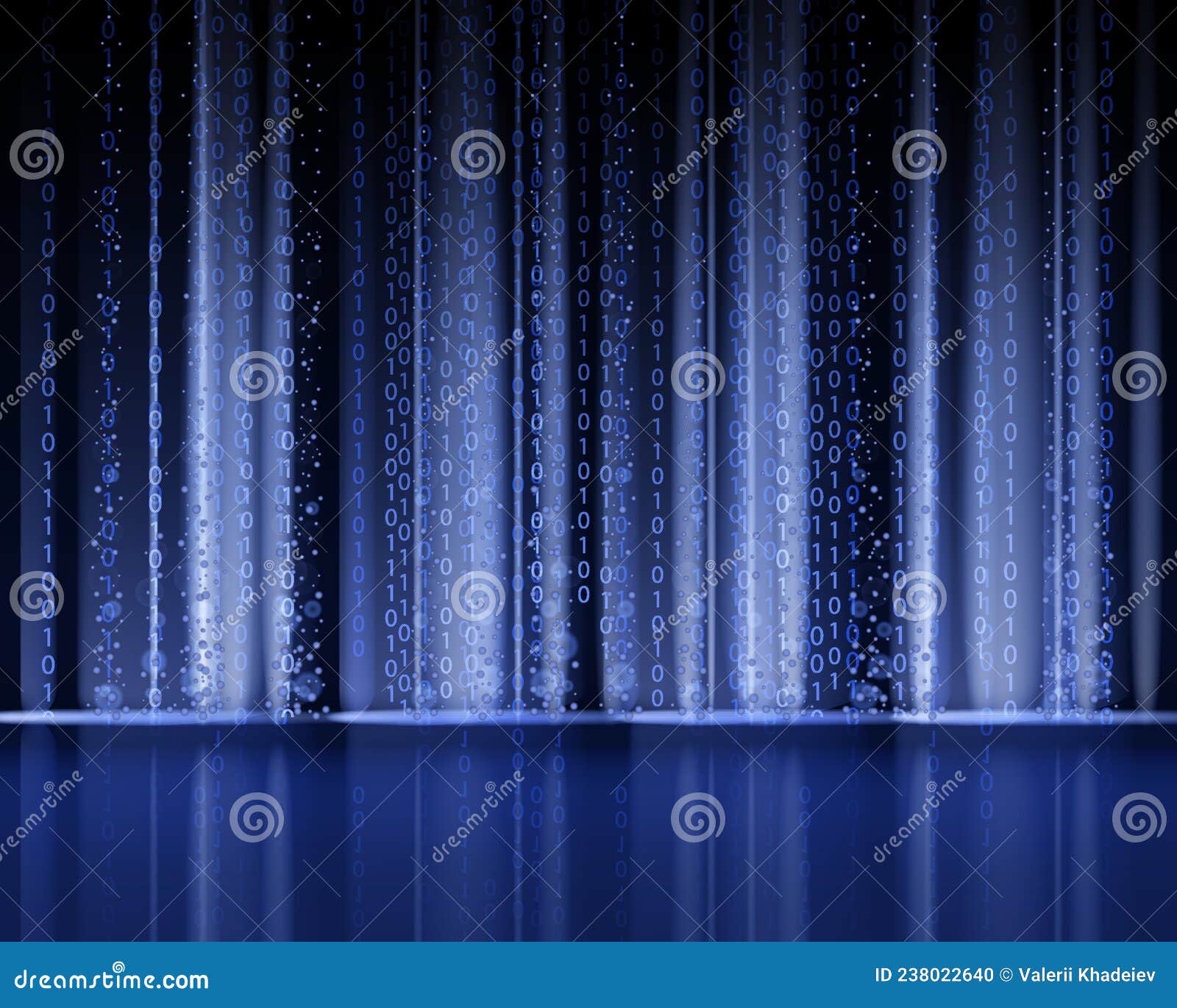 Technology Binary Abstract Background, Matrix Style, Blue Color, Falling Numbers. Digital Binary ...