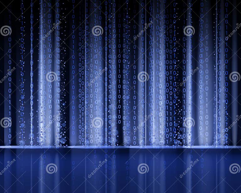 Technology Binary Abstract Background, Matrix Style, Blue Color, Falling Numbers. Digital Binary ...
