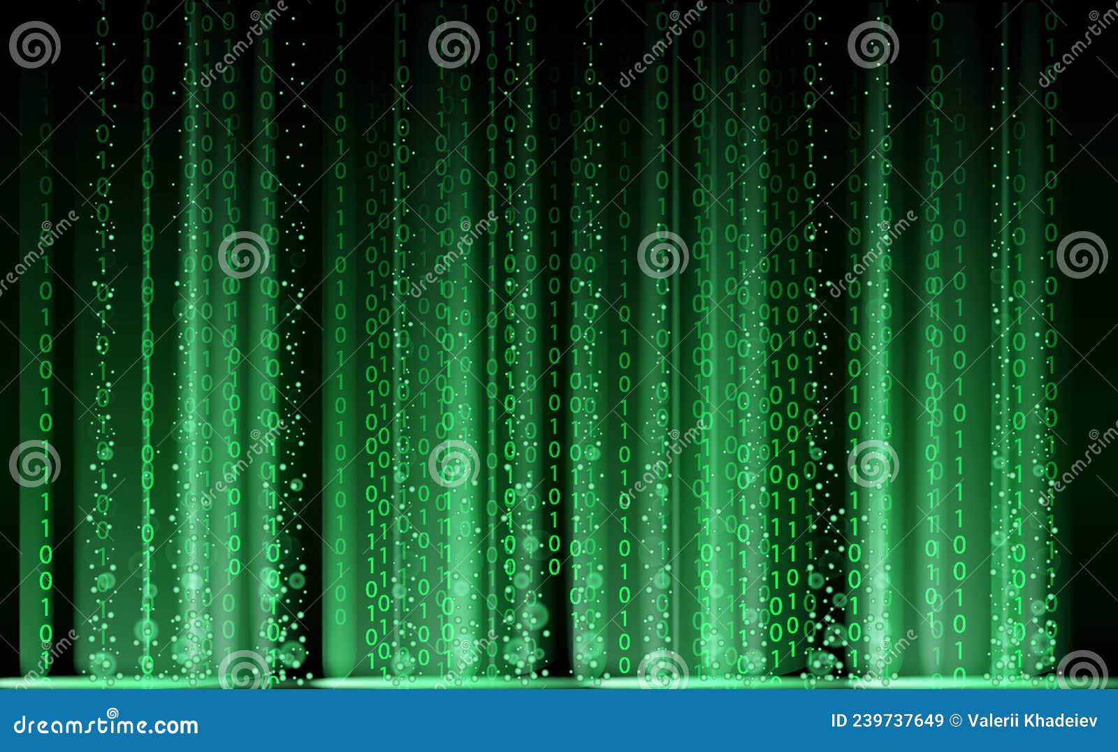 Technology Binary Abstract Background, Matrix Style, Green Color, Falling Numbers. Digital ...