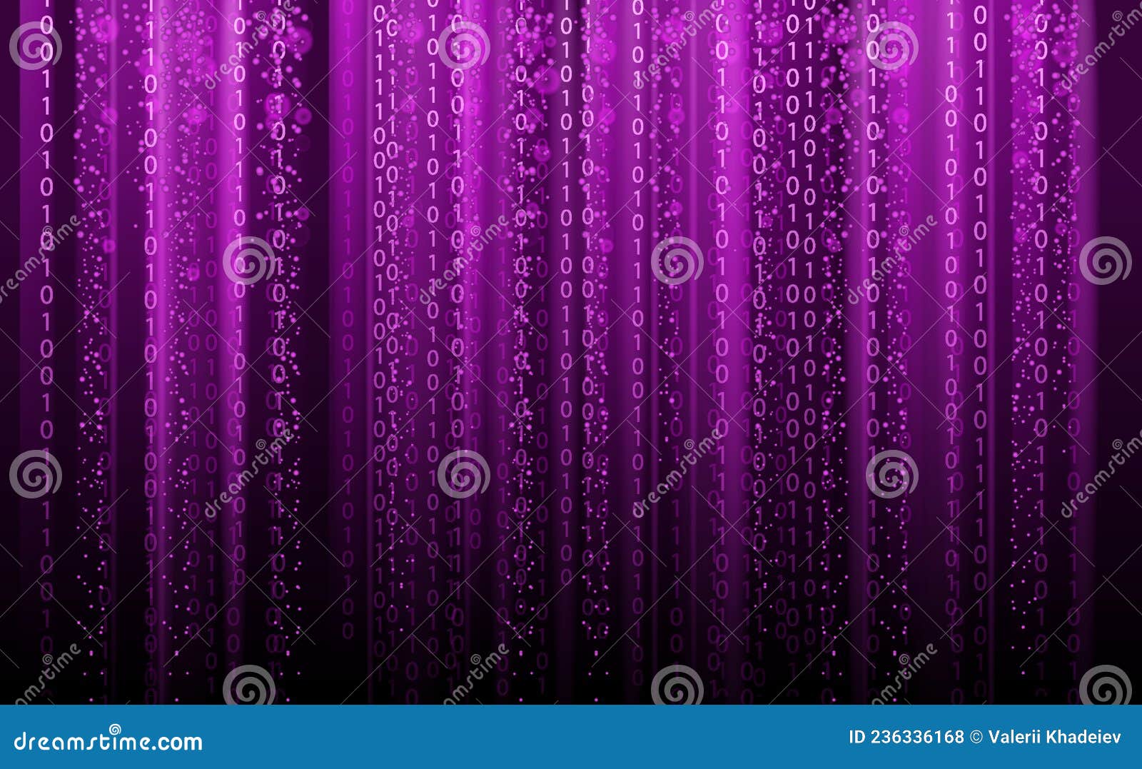 Technology Binary Abstract Background, Matrix Style, Purple Color, Falling Numbers. Digital ...