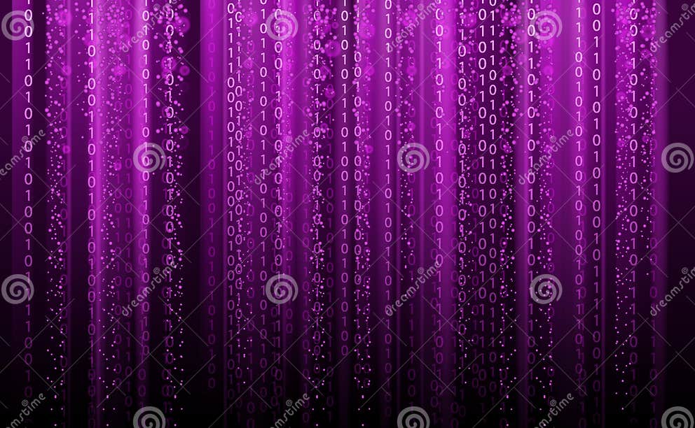 Technology Binary Abstract Background, Matrix Style, Purple Color, Falling Numbers. Digital ...