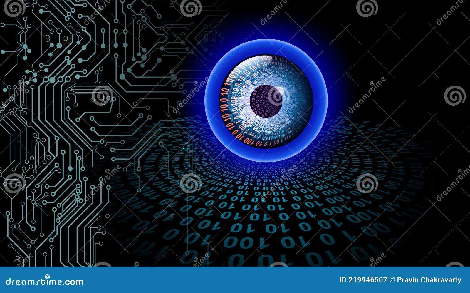 Technology Binary Eye. Electronic Eye Futuristic Technology Background ...