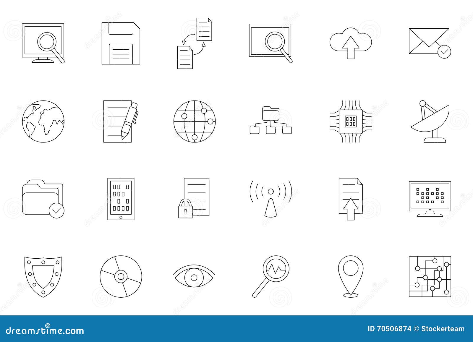 It Technology Black Icons Set Stock Illustration - Illustration of ...