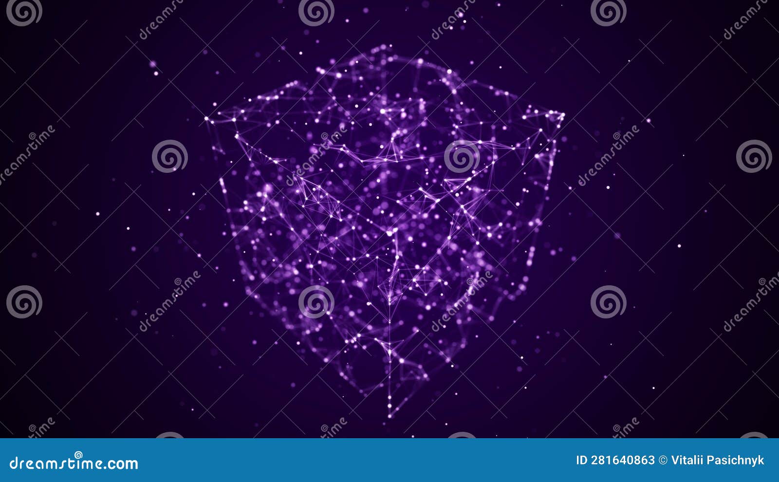 Technology Blockchain Concept on Purple Background. Visualization of ...