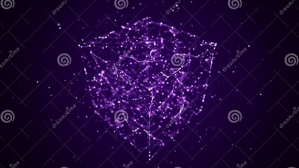 Technology Blockchain Concept on Purple Background. Visualization of ...