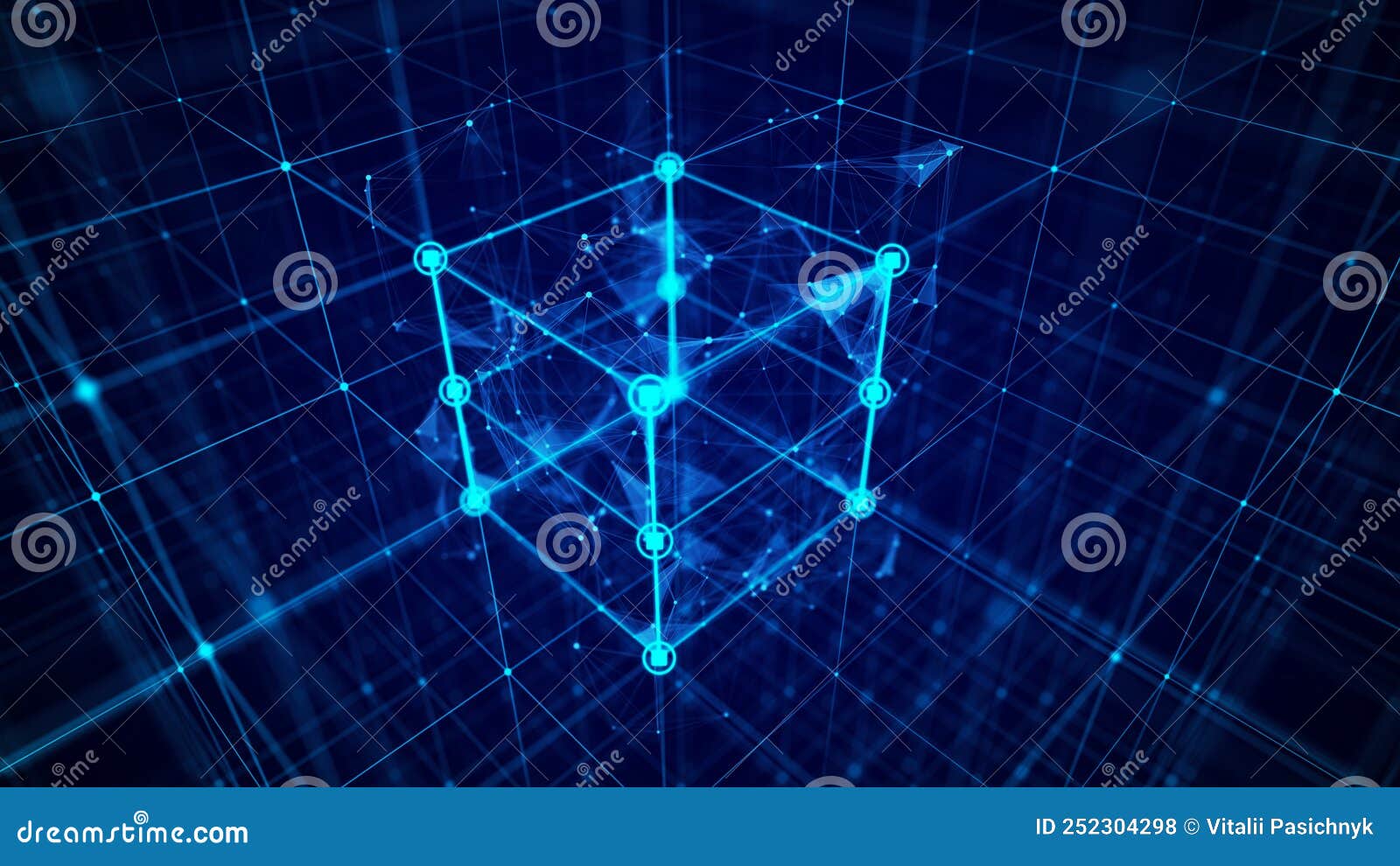 Technology Blockchain Concept. Visualization of the Dynamic Flow of the ...