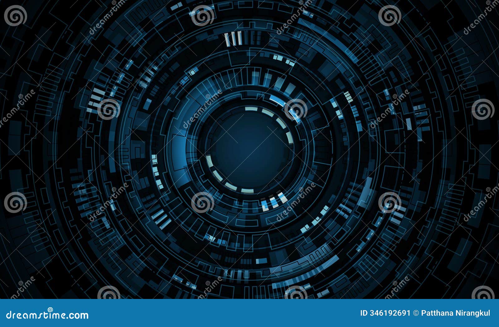 Technology Blue Circle Cyber System Futuristic Design Ultramodern ...