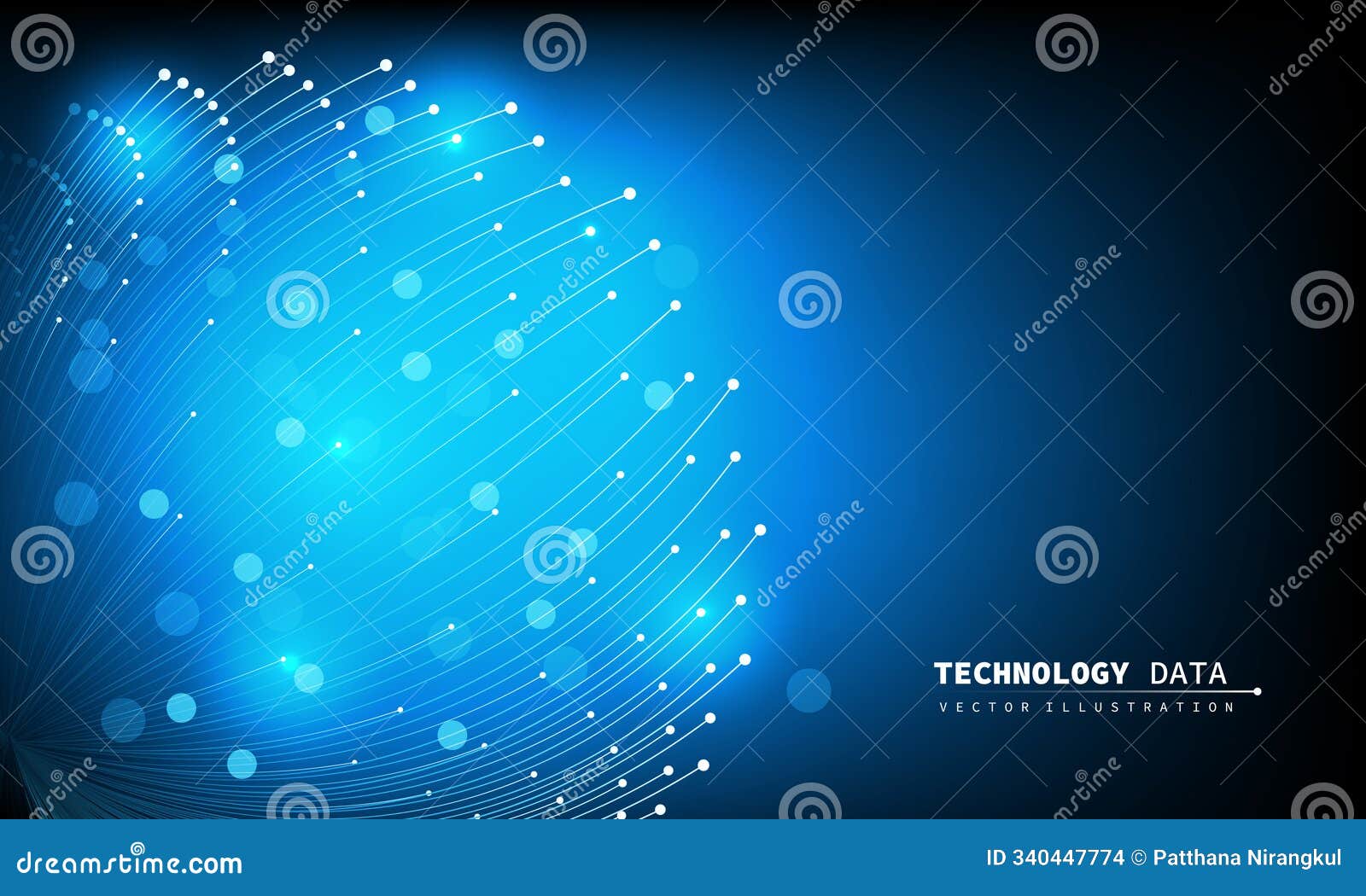 Technology Blue Data Fiber Obtic Lines Curve Connect Communication ...