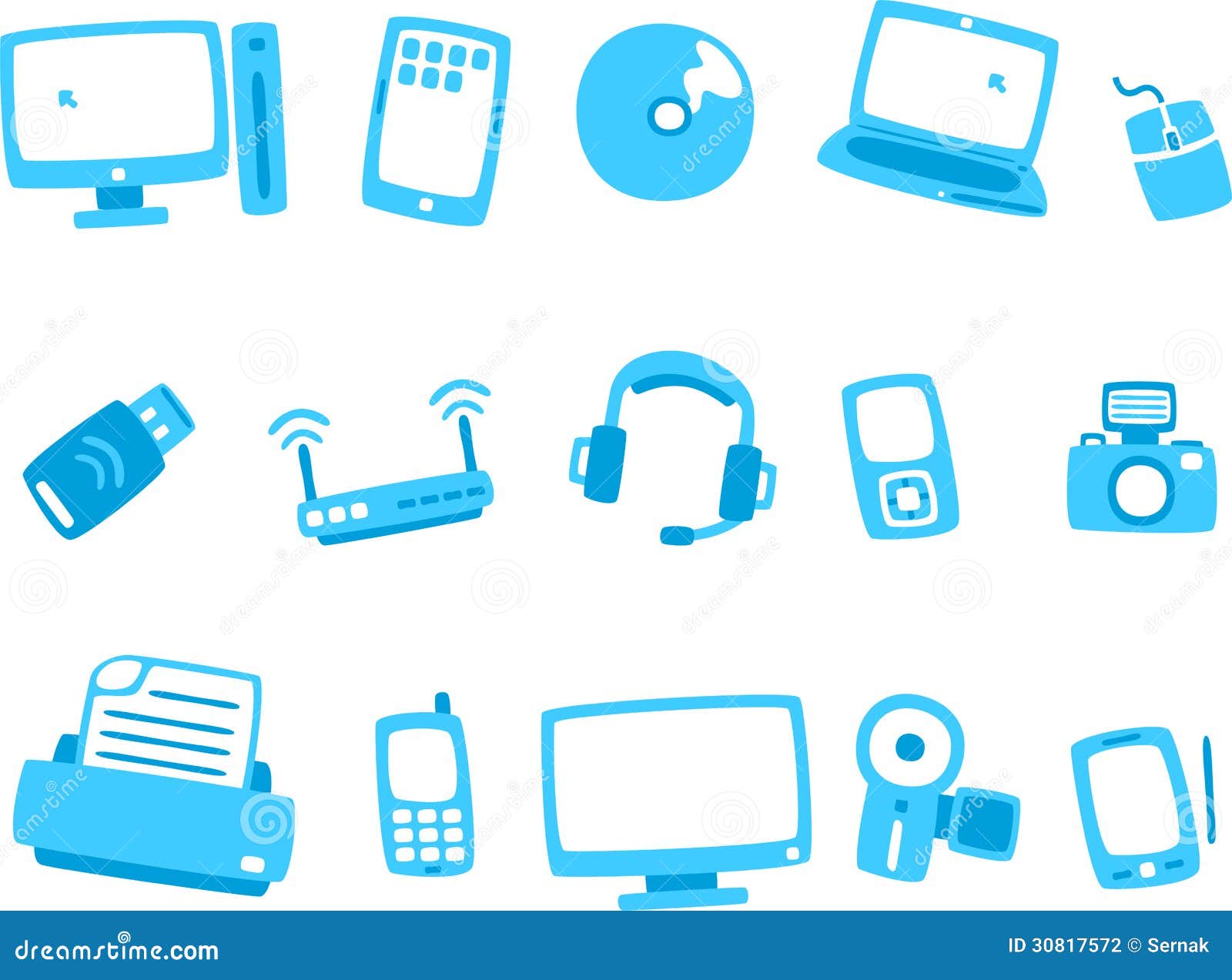 Technology Blue Icon Series 1 Stock Vector - Illustration of video ...