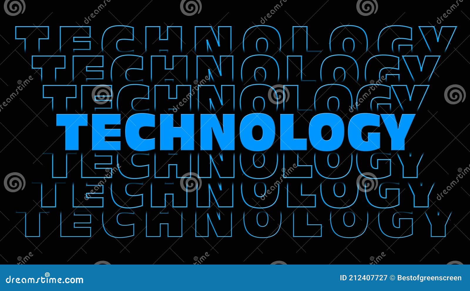 TECHNOLOGY - Blue Lettering with Repeating Effect on Black Background ...