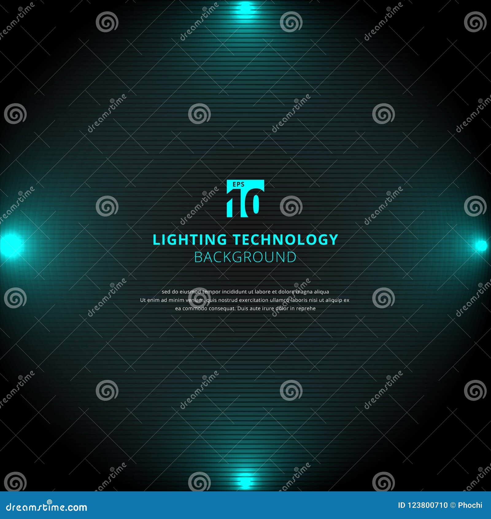 Technology Blue Lighting Glow Effect with Spotlight on Black Horizontal ...