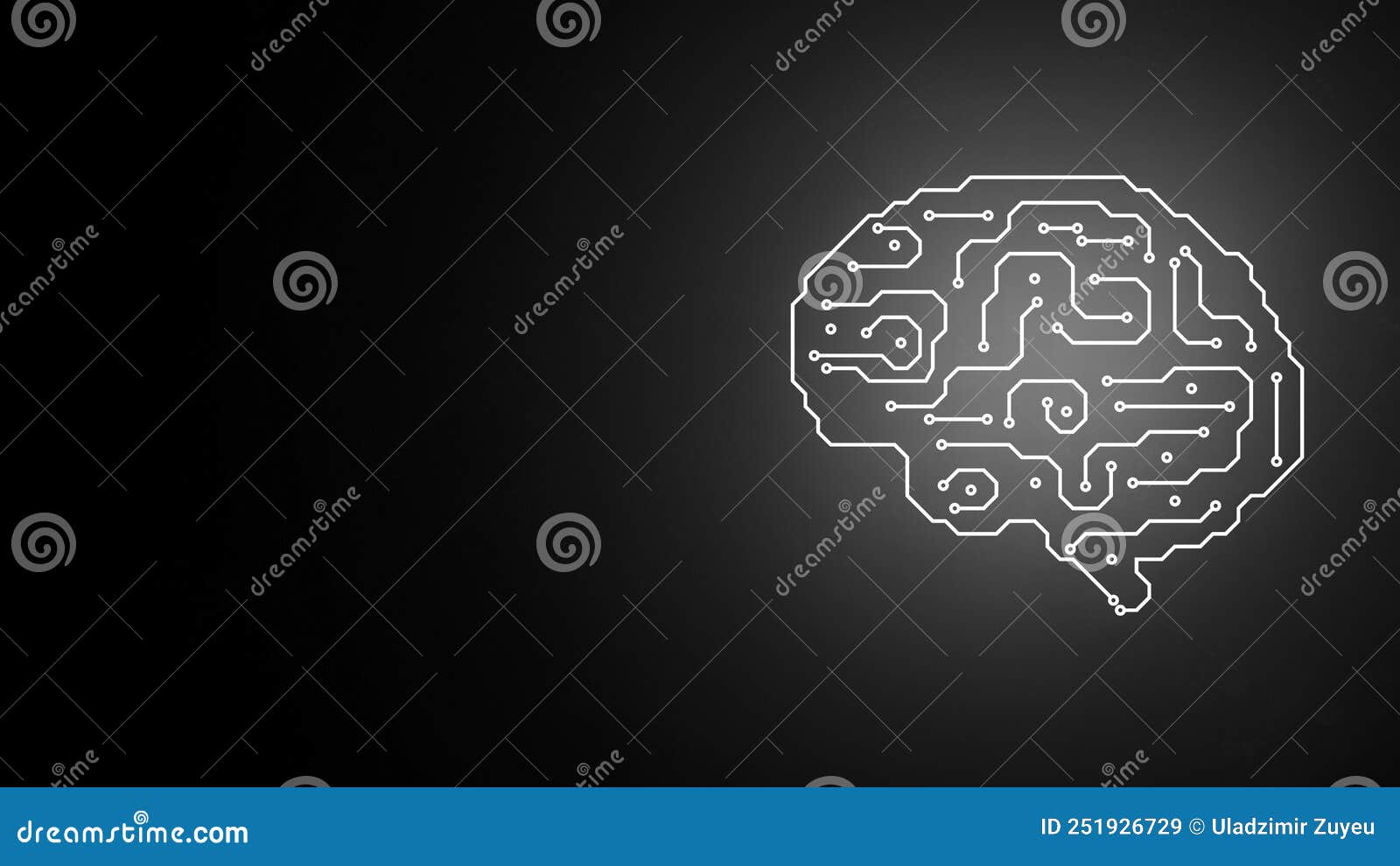 Technology Brain Background Concept. Digital Human Mind Like Computer ...