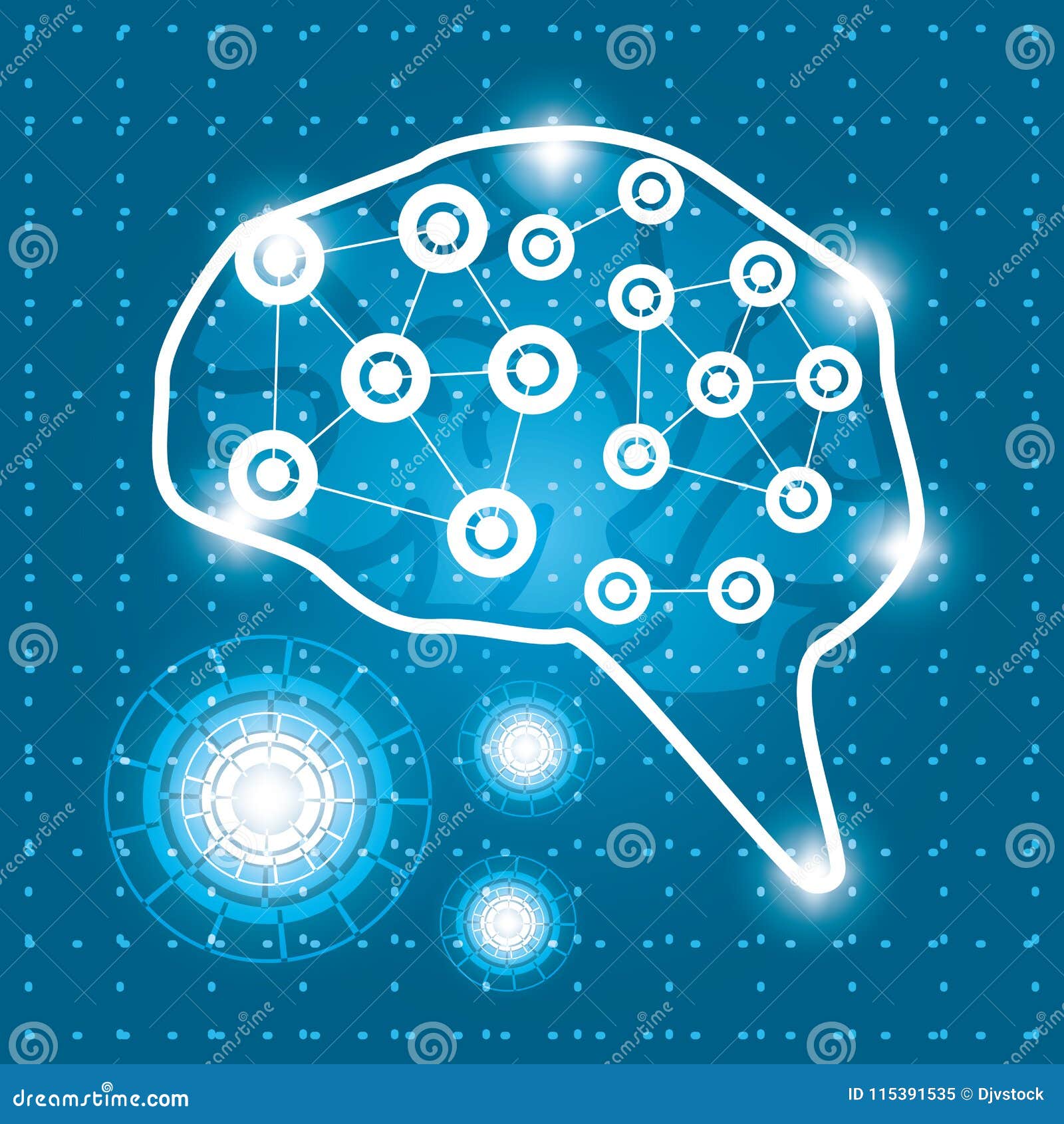 Technology Brain Connection with Circuits Connection Stock Vector ...