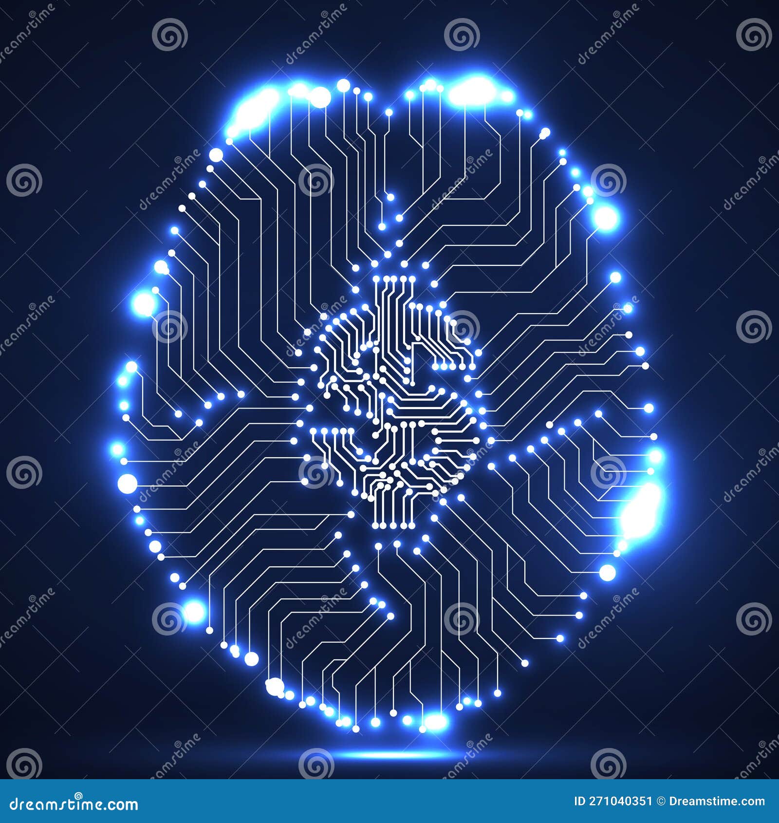 Technology Brain with Dollar Sign Inside Isolated on White Background ...