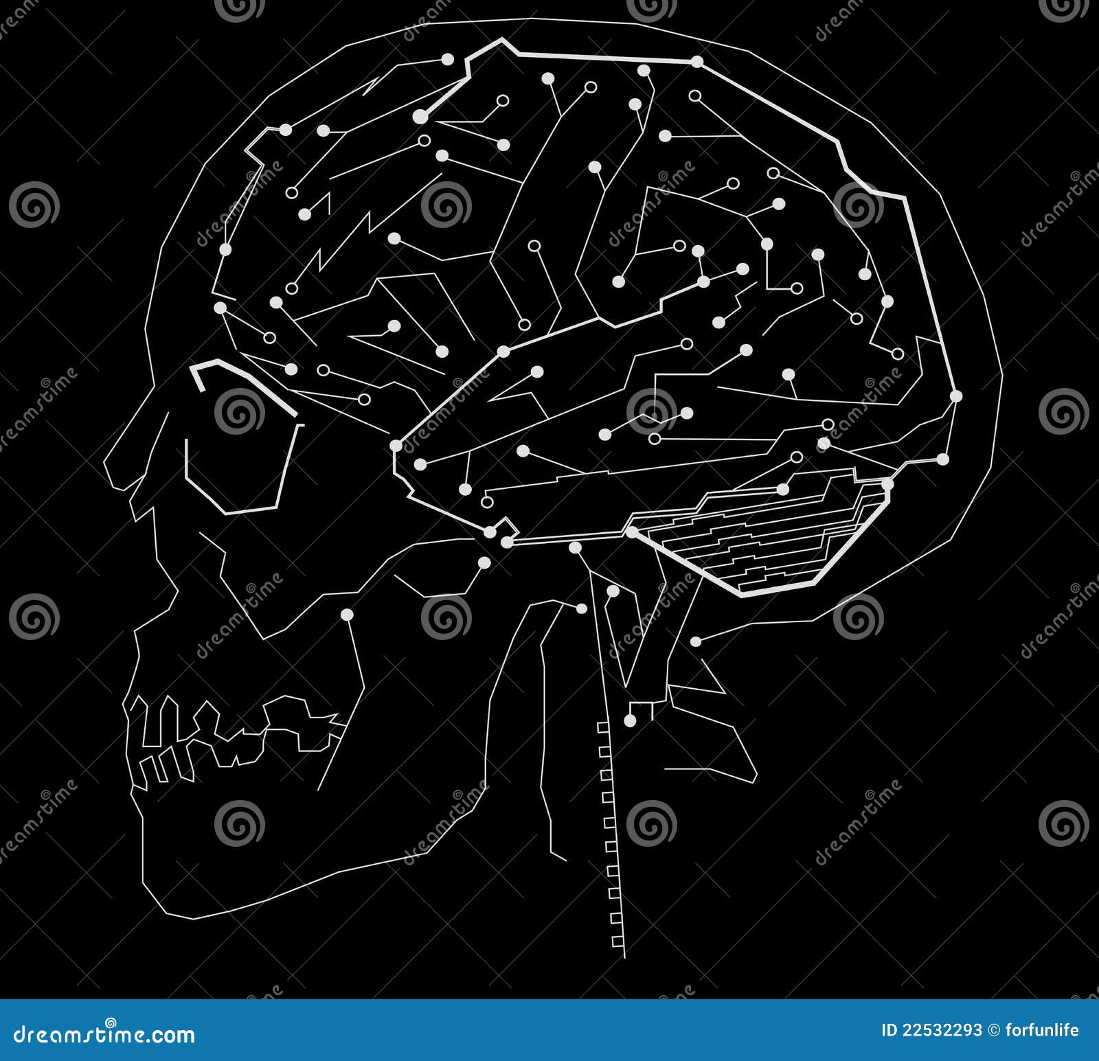 Technology Brain Human Scull Stock Illustration - Illustration of ...