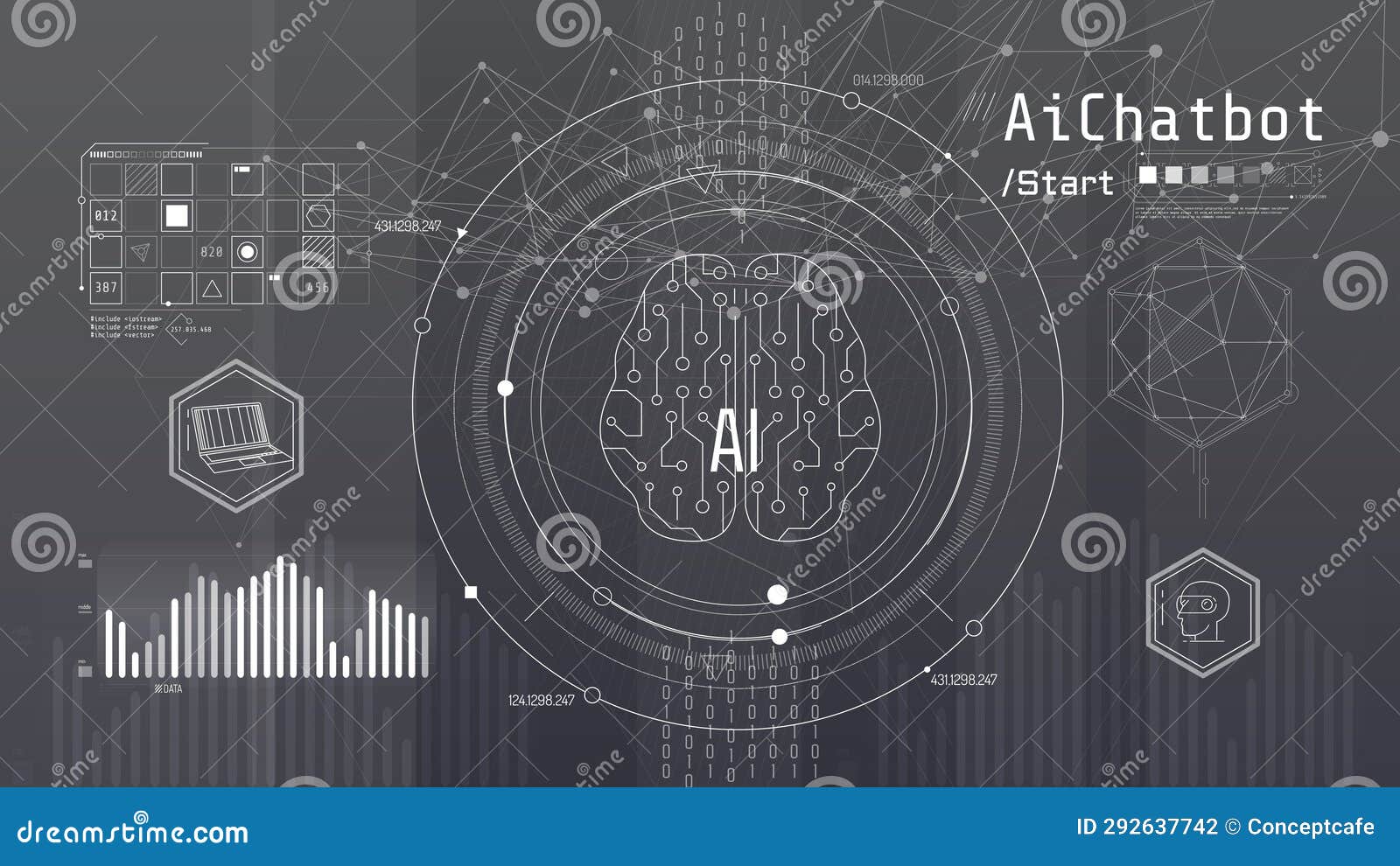 Technology Brain and Machine Learning Concept. Stock Illustration ...