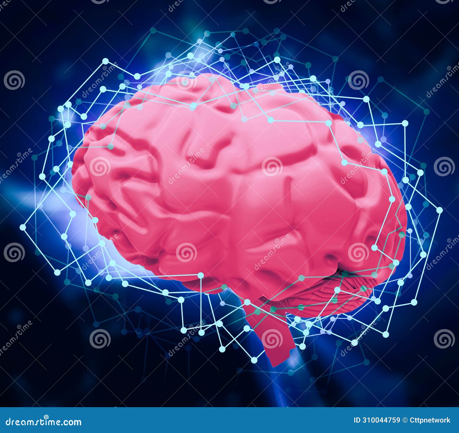 Technology and Brain Surrounded with Glowing Poly Texture, Wallpaper ...