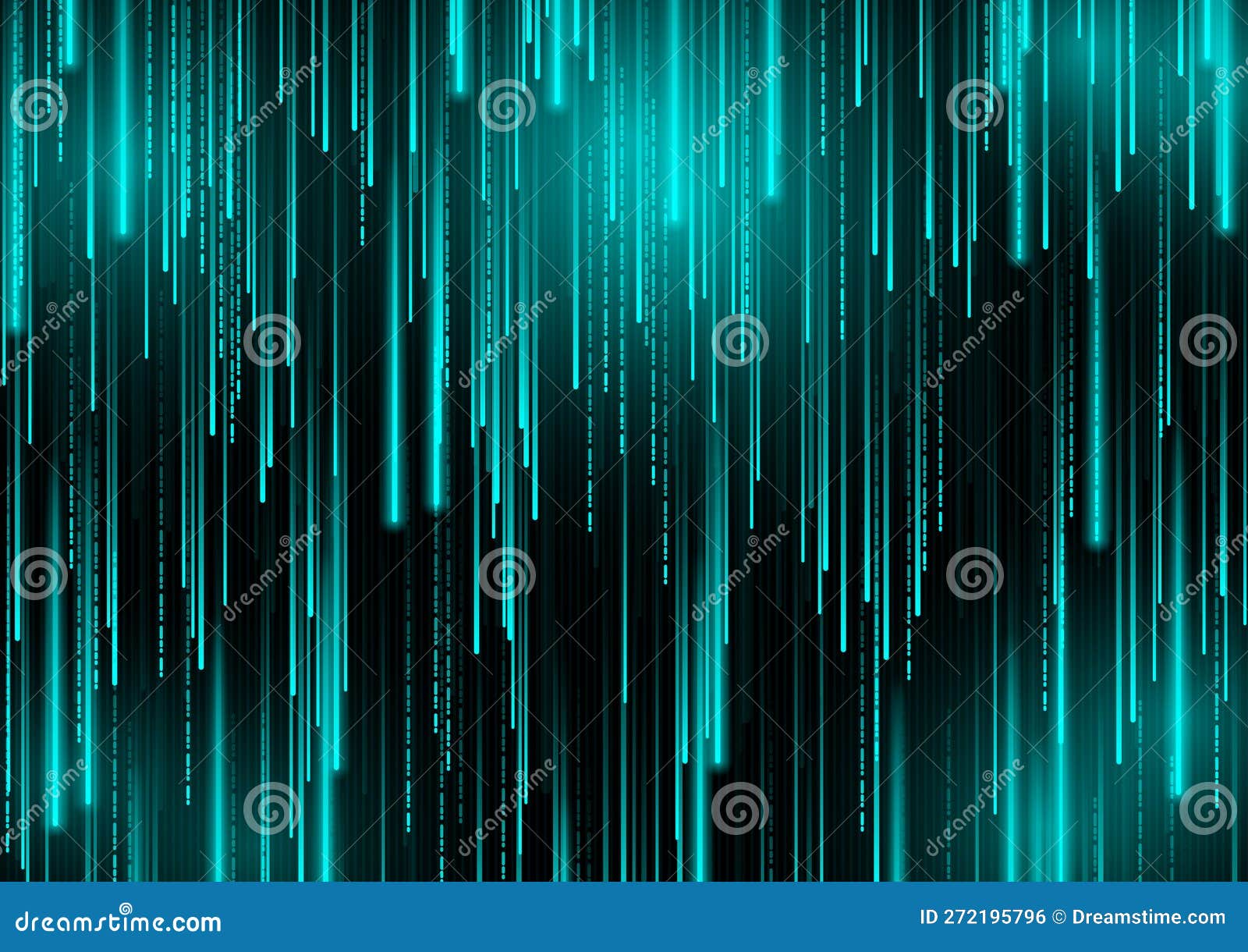 A Bright Blue Beam Moves Down. Sparkling Neon Particles. Futuristic ...