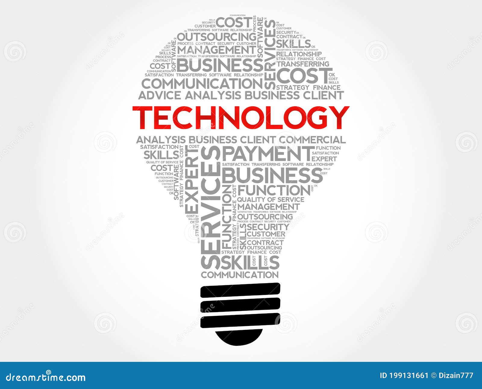 Technology bulb word cloud stock illustration. Illustration of internet ...