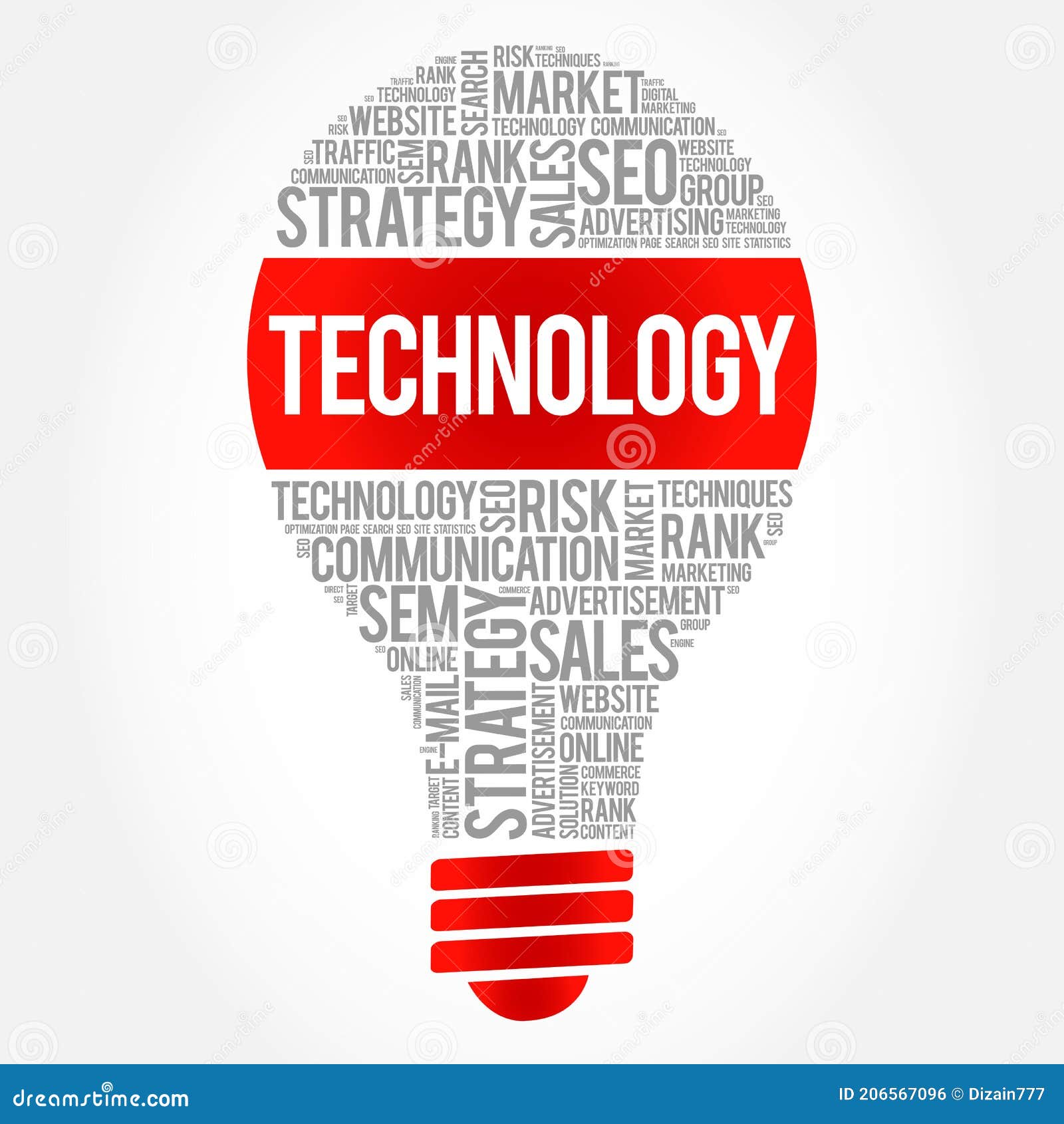 TECHNOLOGY bulb word cloud stock illustration. Illustration of internet ...