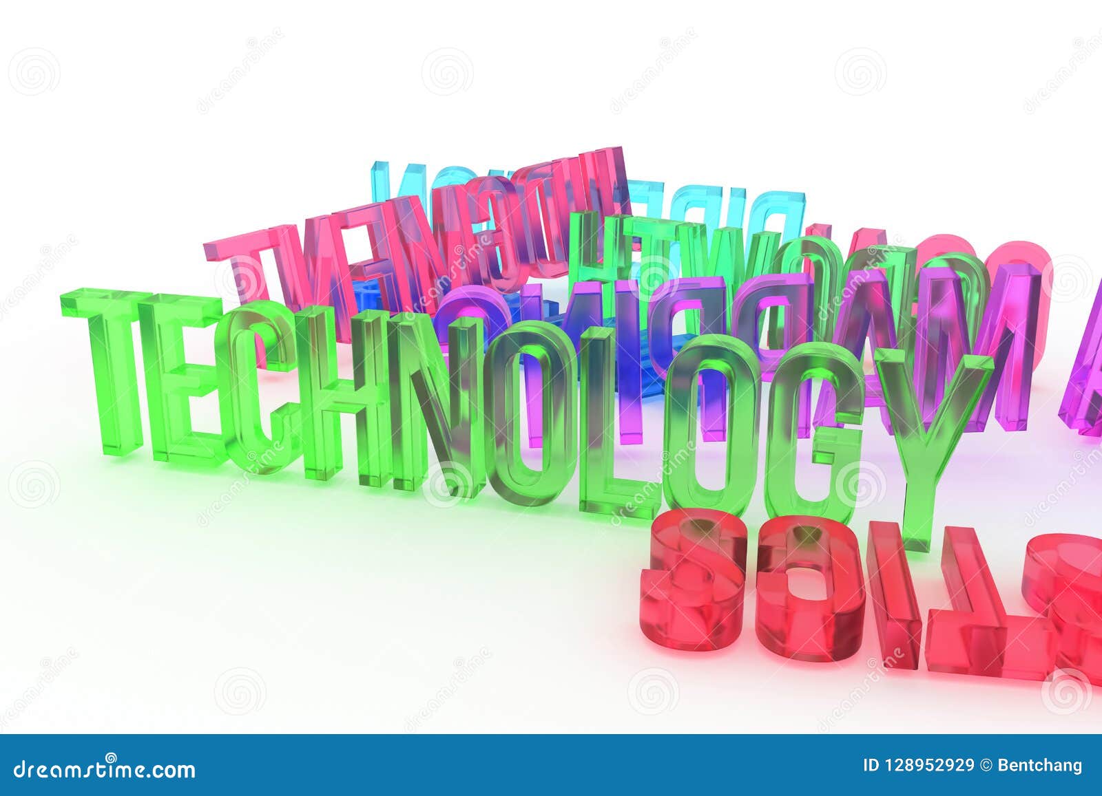 Technology, Business Conceptual Colorful 3D Rendered Words. Background ...