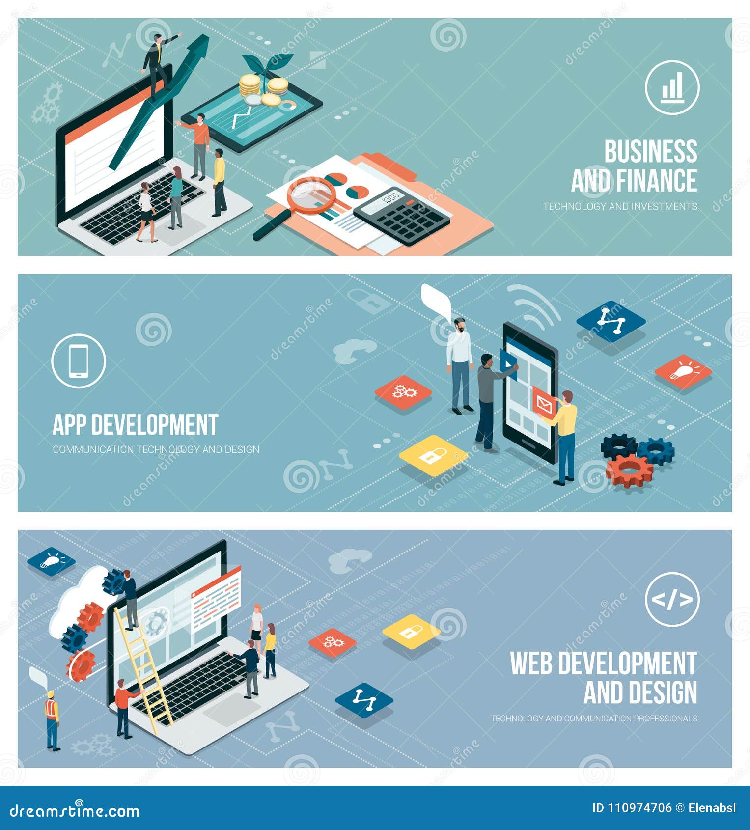 Technology and business stock vector. Illustration of computer - 110974706