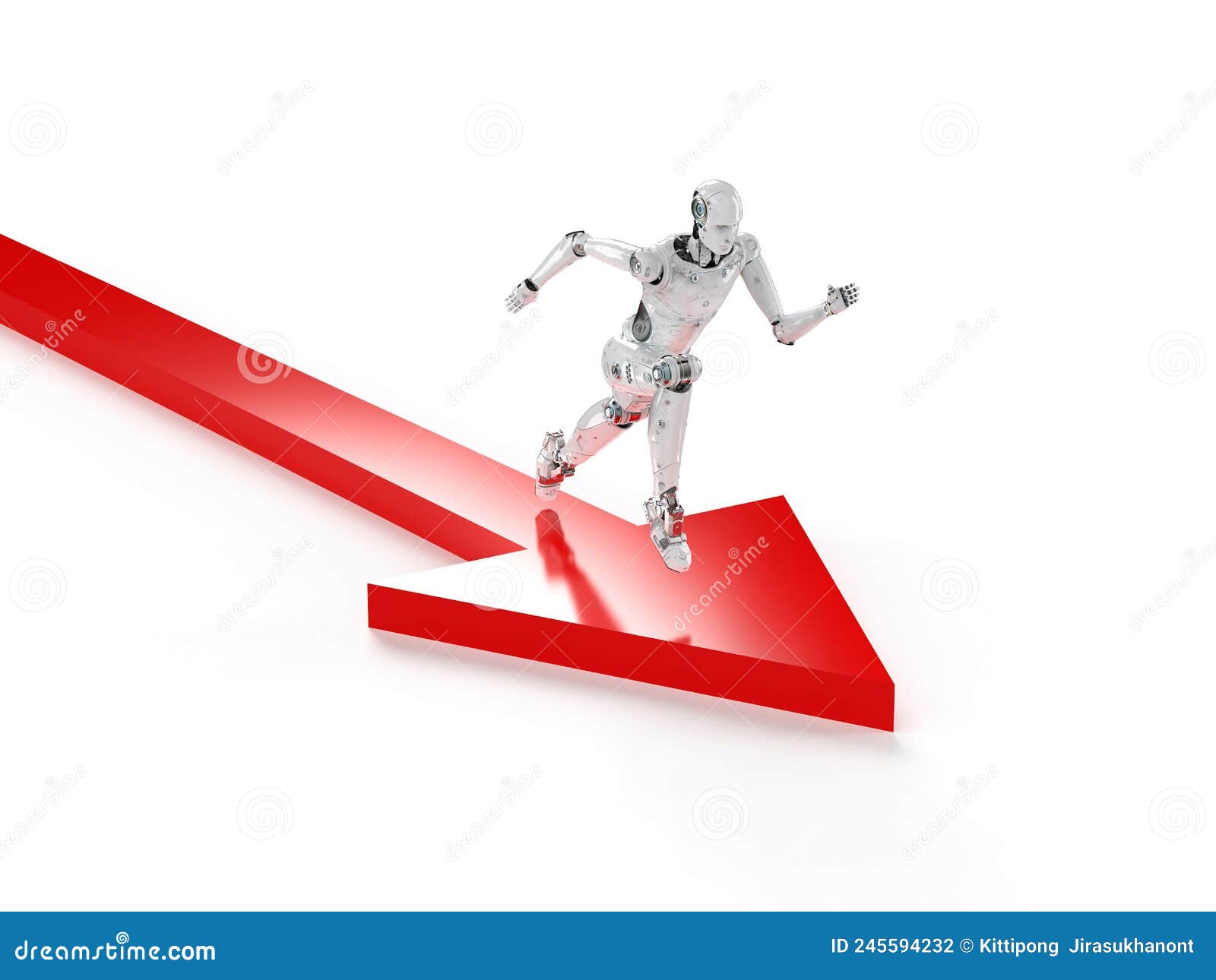 Technology for Business Leadership with Robot Running on Red Arrow ...