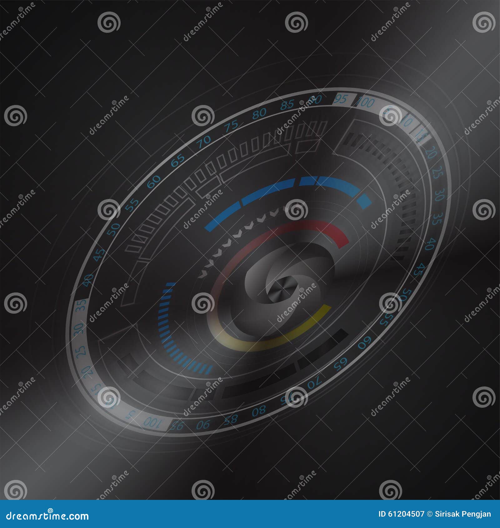 Technology Camera and Lens with Scale Background Stock Illustration ...
