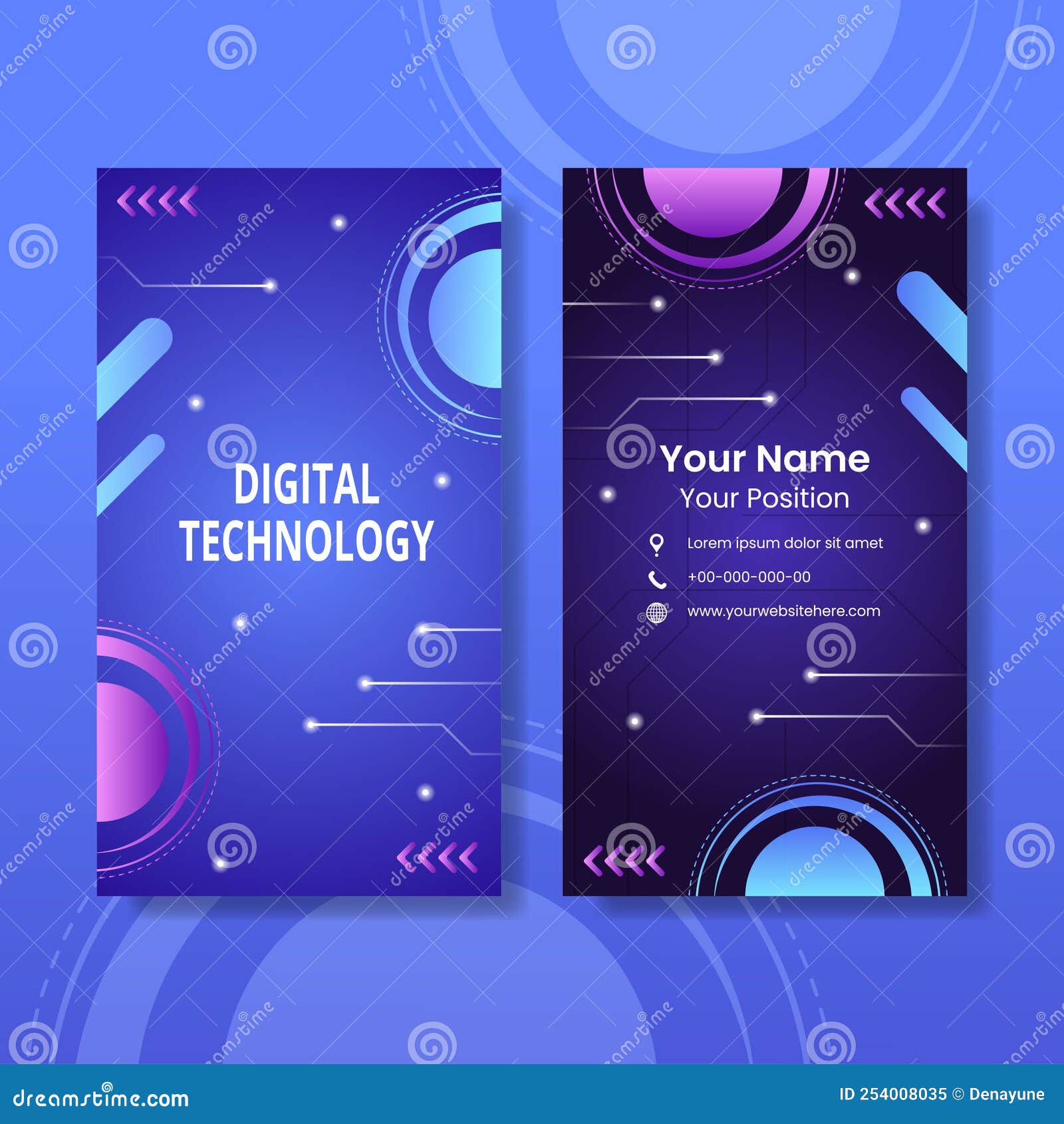 Technology Card Vertical Template Hand Drawn Cartoon Flat Illustration ...