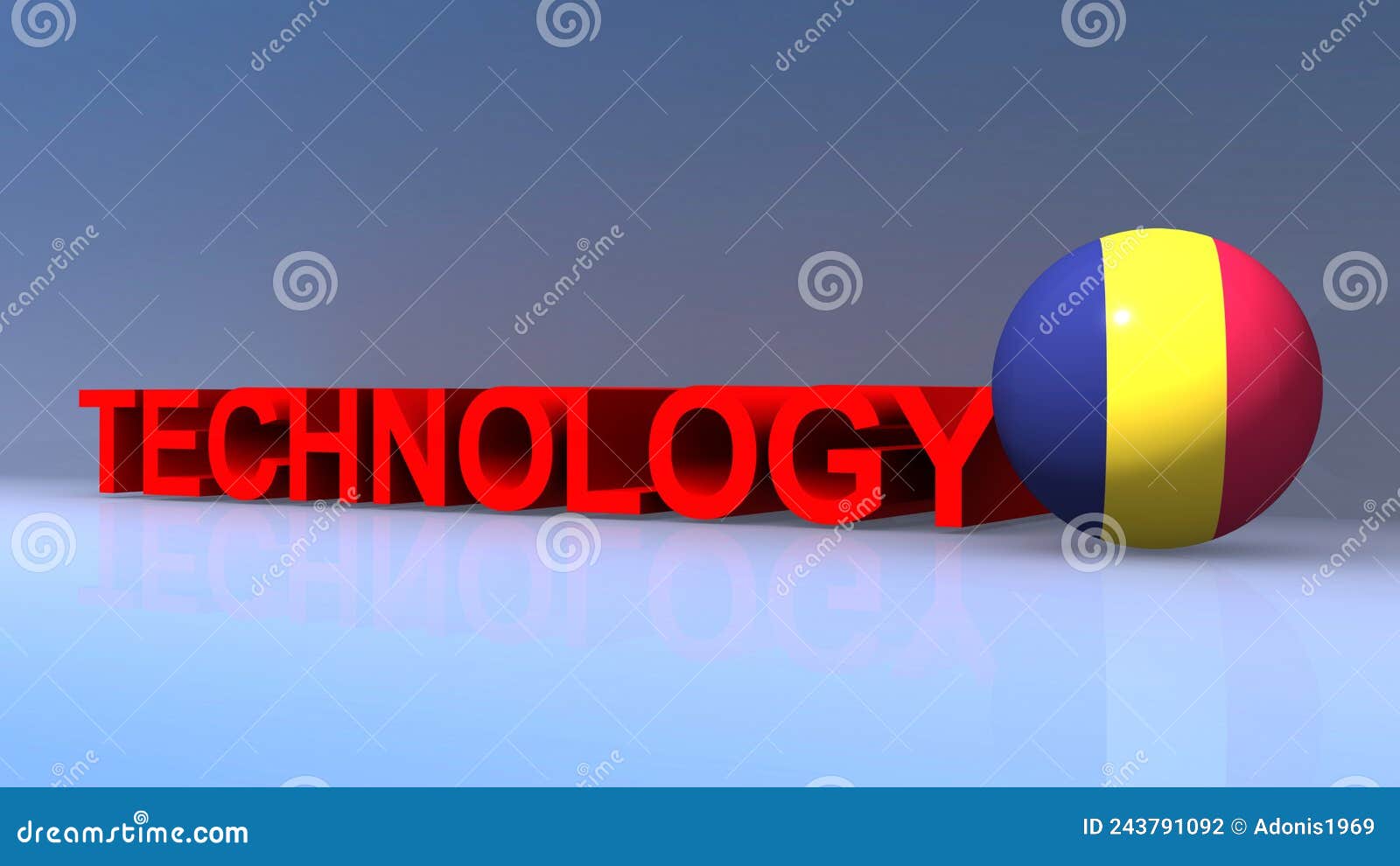 Technology with Chad Flag on Blue Stock Illustration - Illustration of ...