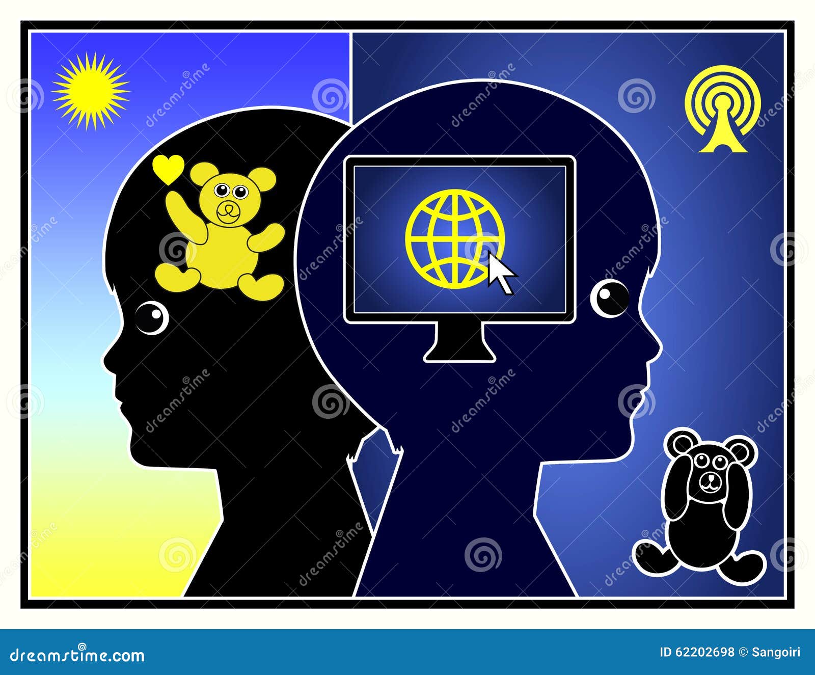 Technology Changes Childhood Stock Illustration - Illustration of ...