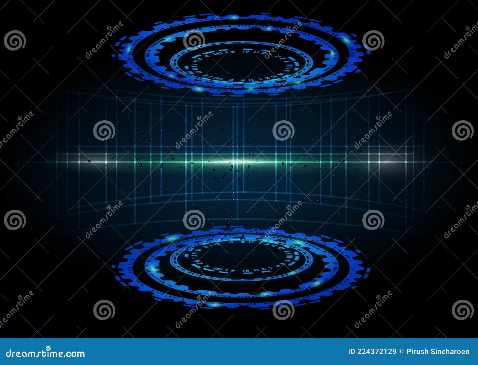Technology Circle Background.12,Two High-tech Rings, Self-lighting ...