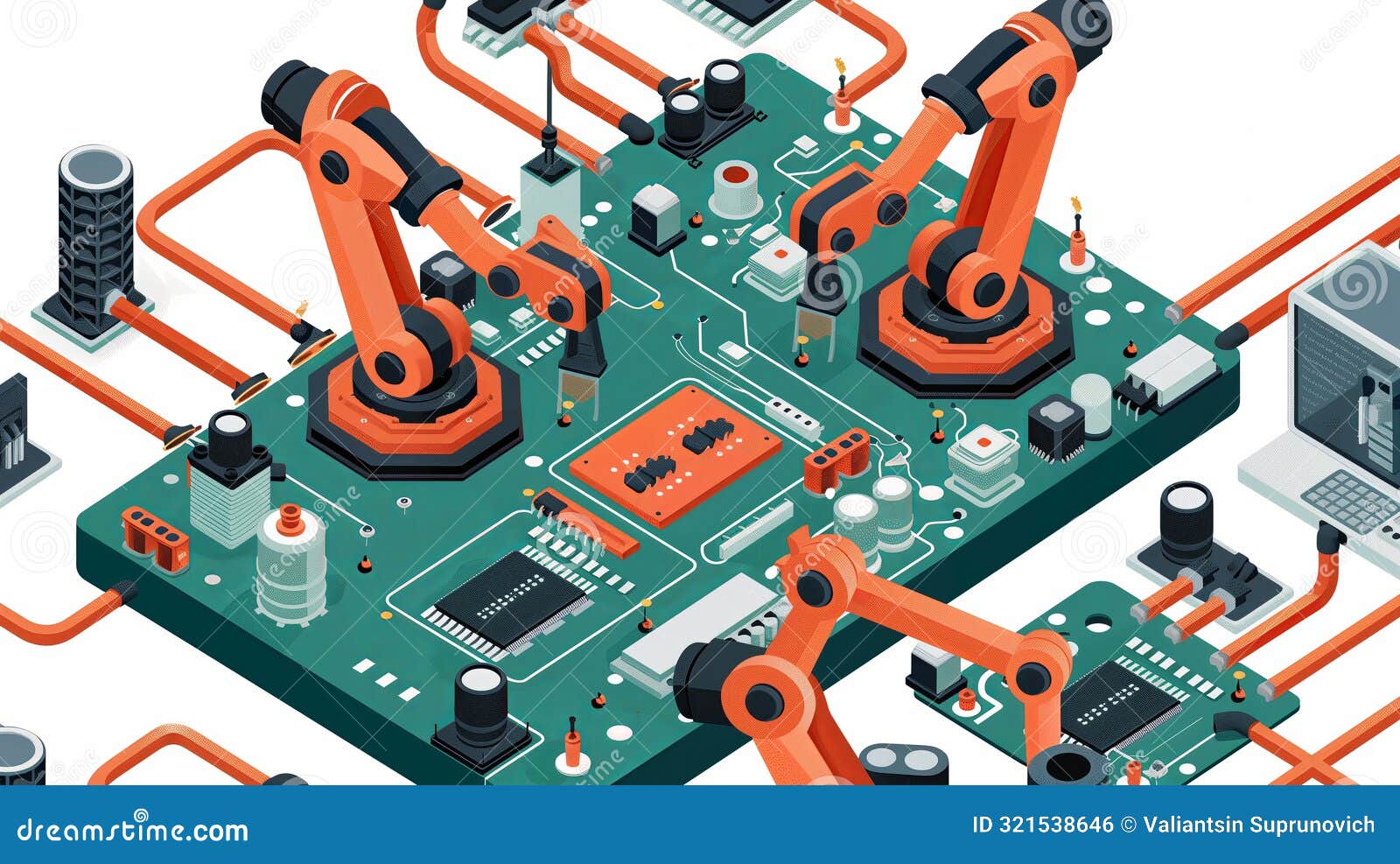 Technology Circuit Board with Digital Components. Closeup View of ...