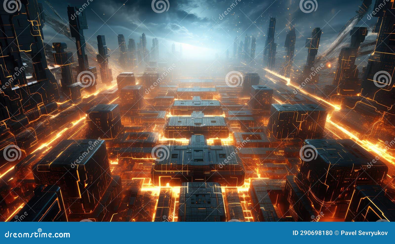 Technology Circuitry Eruption Explosion Stock Illustration ...