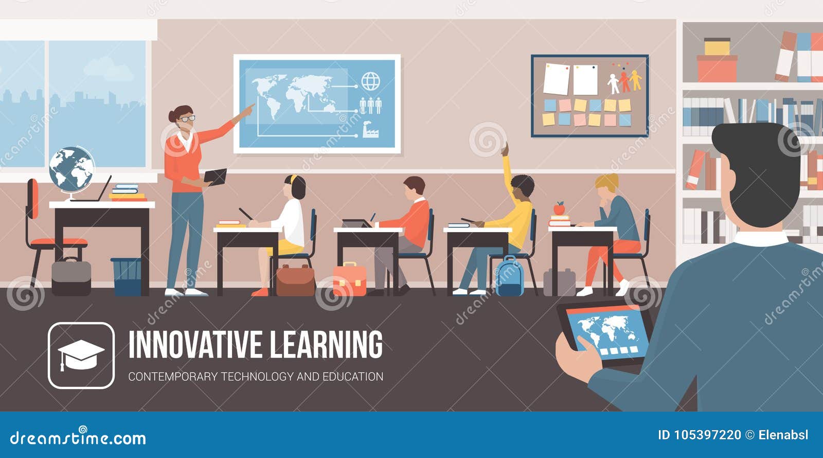 Innovtive Technology in the Classroom Stock Vector - Illustration of ...