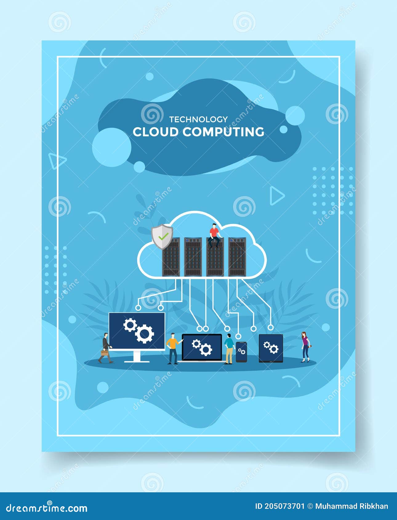 Technology Cloud Computing People Around Server Connection Computer Gear Setting for Template of ...
