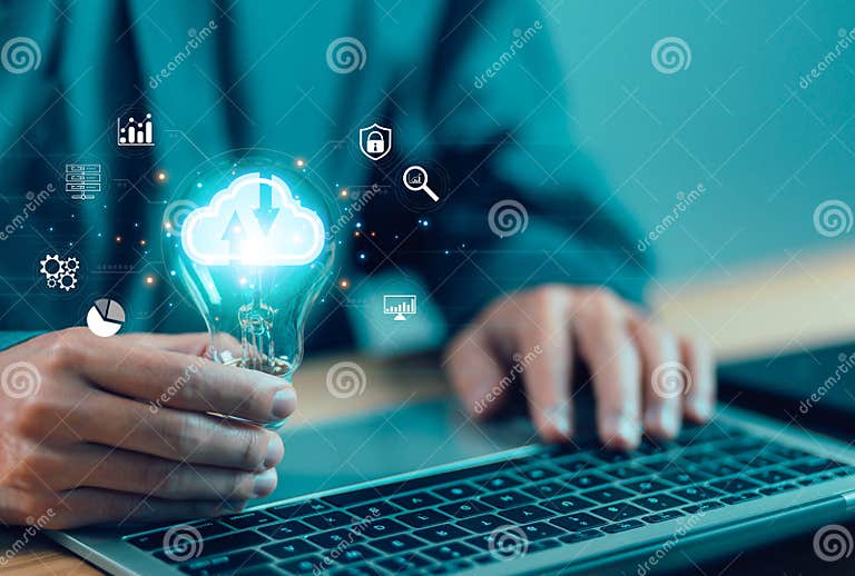 Technology Cloud Data Storage, Backup Service on the Internet Network ...