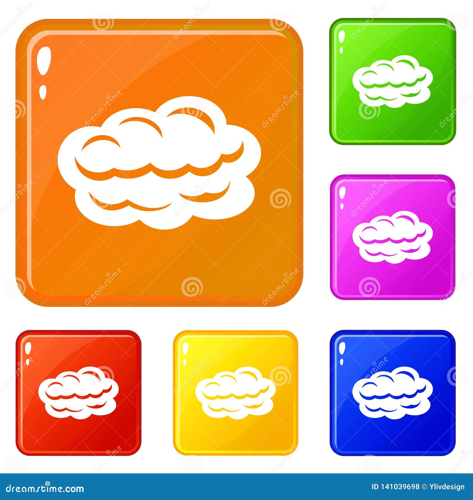 Technology Cloud Icons Set Vector Color Stock Vector - Illustration of ...