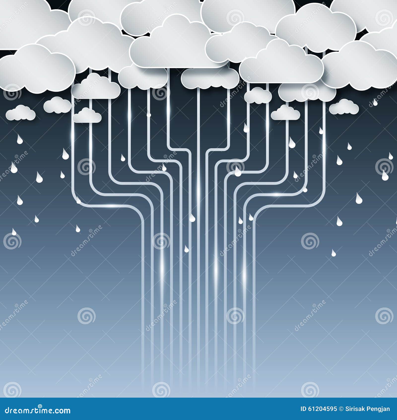 Technology Cloud and Rain Unlimited Stock Illustration - Illustration ...