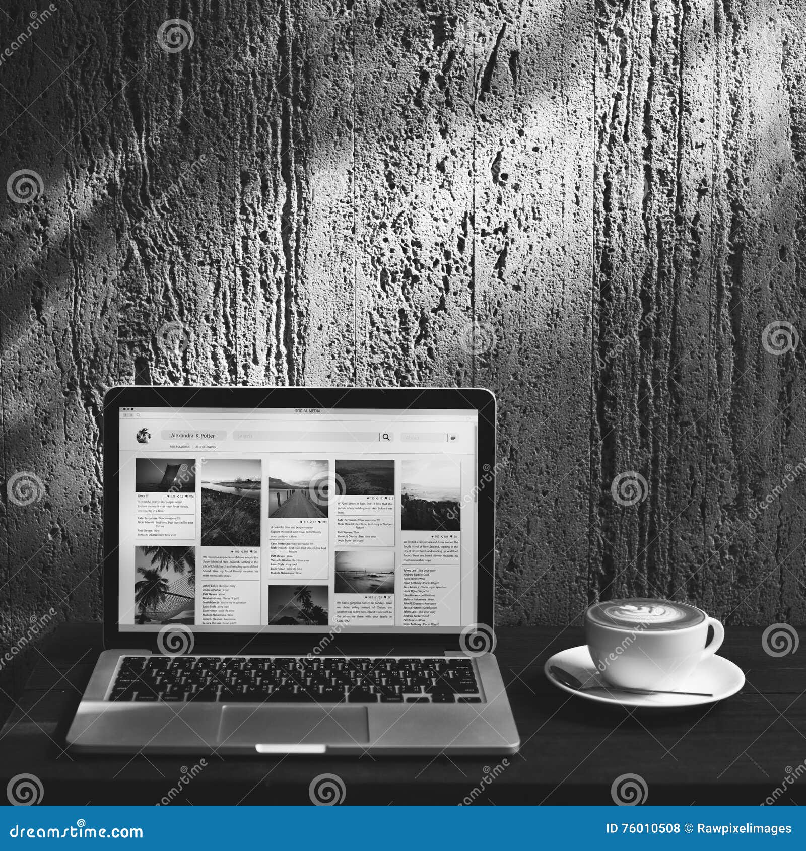 Technology Coffee Internet Beverage Cafe Data Concept Stock Photo ...