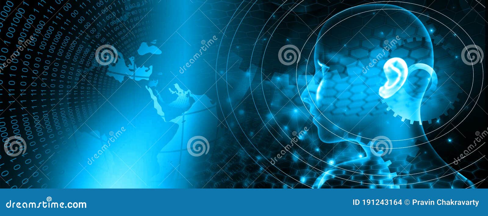 Technology Cogs World Map Background.artificial Intelligence Virtual ...