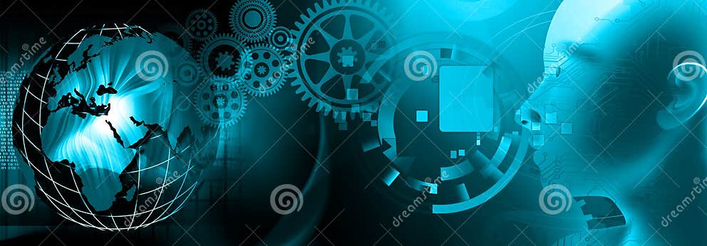 Technology Cogs Globe Background.artificial Intelligence Virtual ...