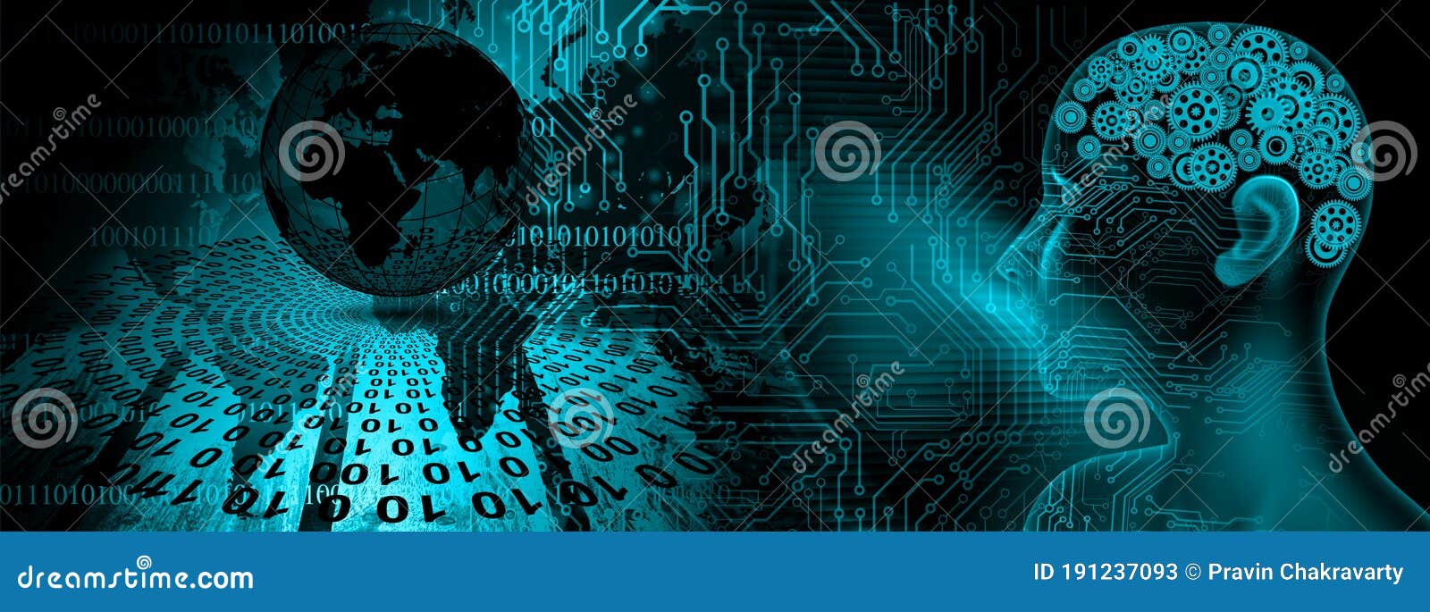 Technology Cogs Globe Background.artificial Intelligence Virtual ...