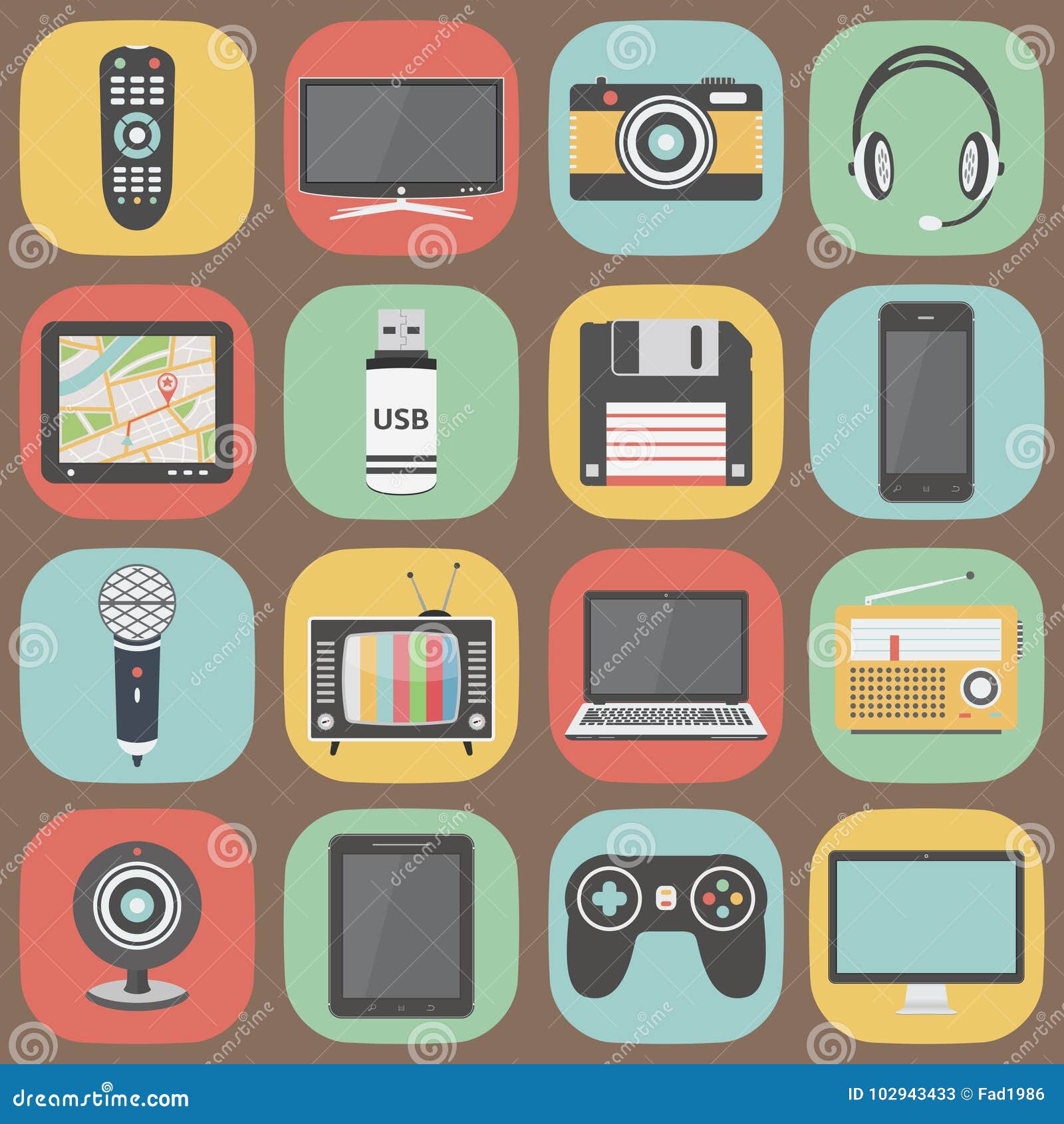 Technology Colorful Flat Design Icons Stock Vector - Illustration of ...