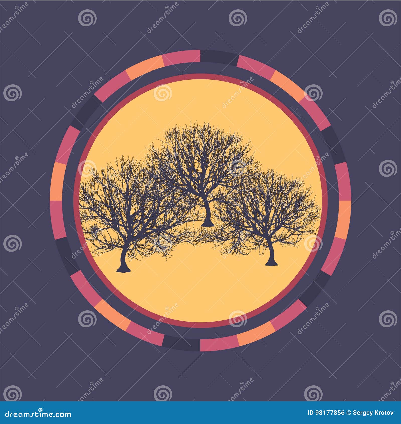 Technology Colorful Round Background with Tree. Abstract Digital ...