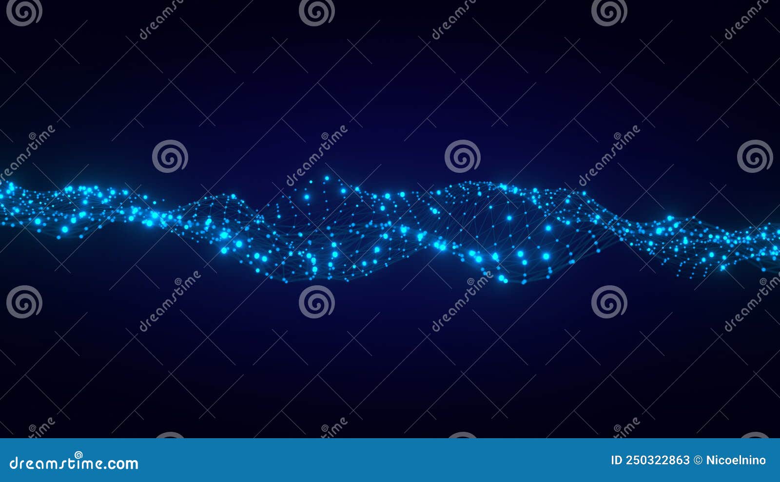 Technology and Communication Background with Connected Dots on 3D Wave ...
