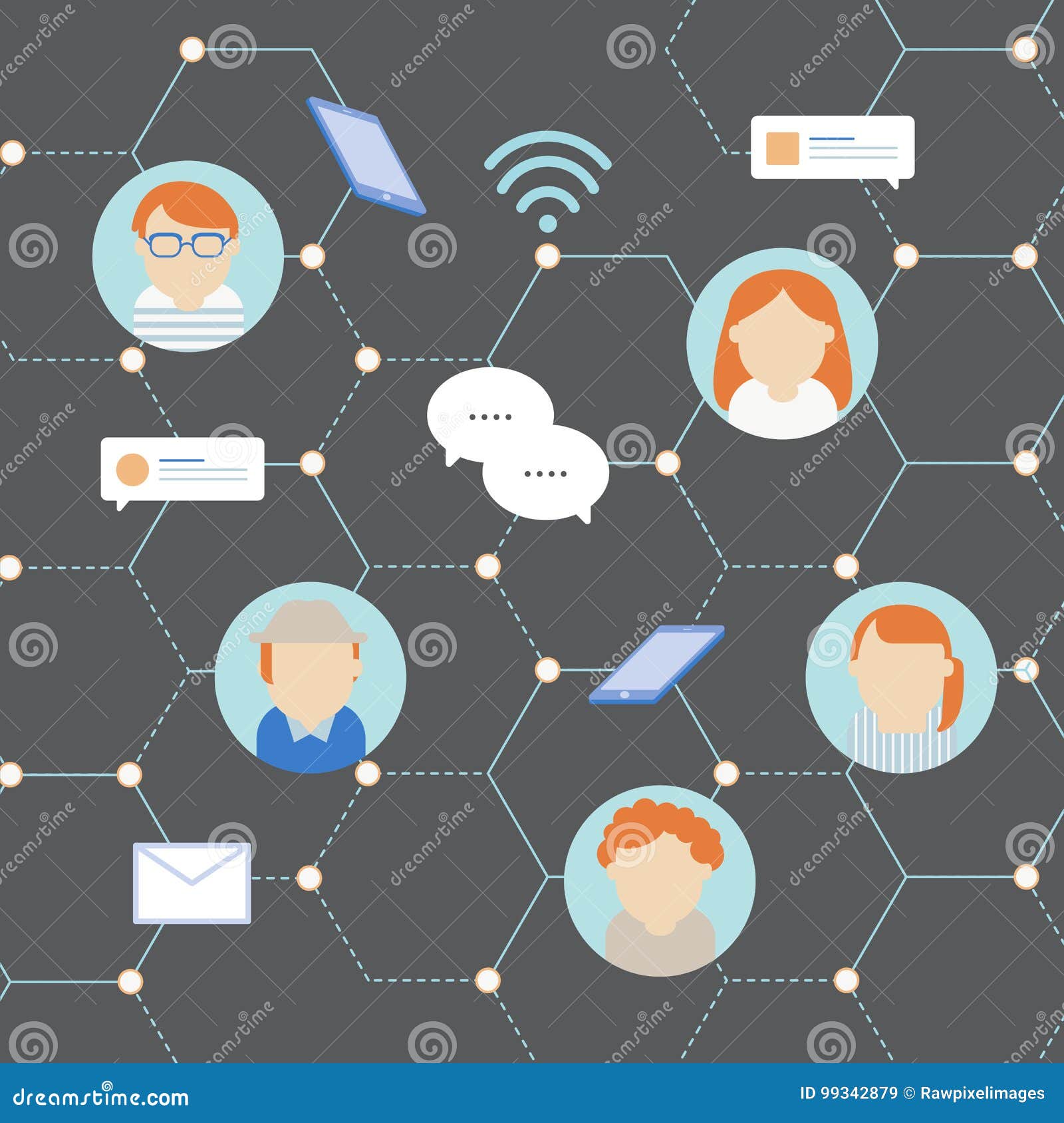 Technology Communication Connection Avatar Vector Illustration Stock ...