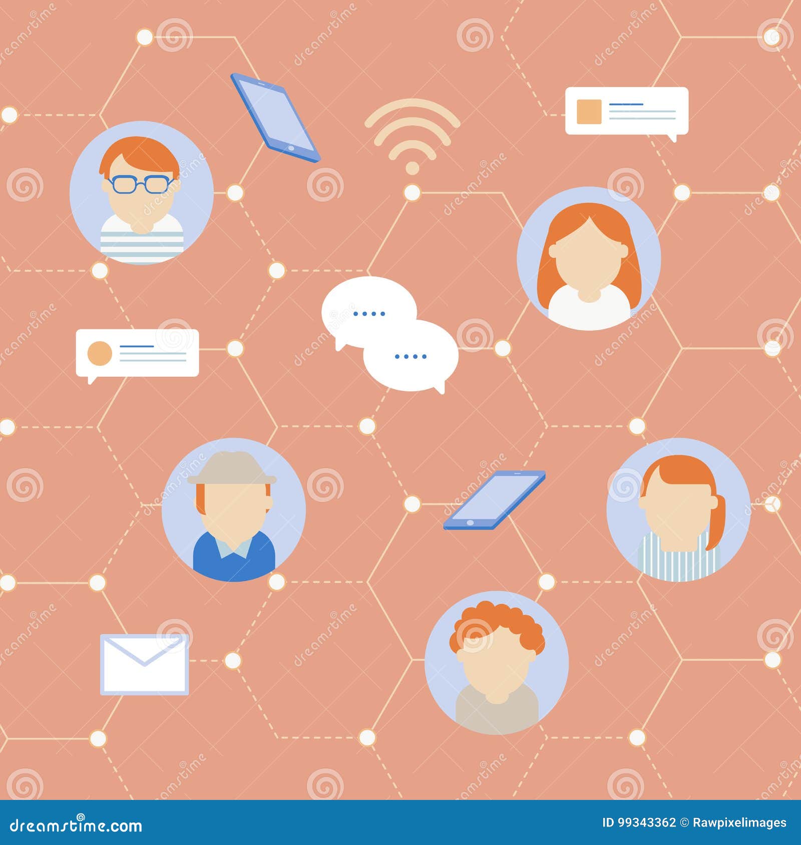 Technology Communication Connection Avatar Vector Illustration Stock ...